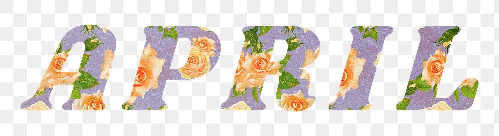 April word png retro floral | Premium PNG - rawpixel