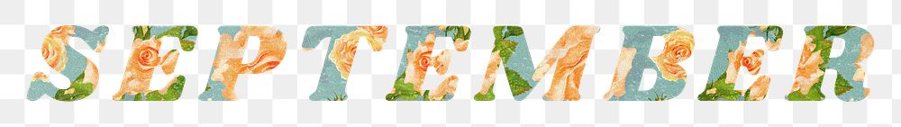 September word png retro floral | Free PNG Sticker - rawpixel