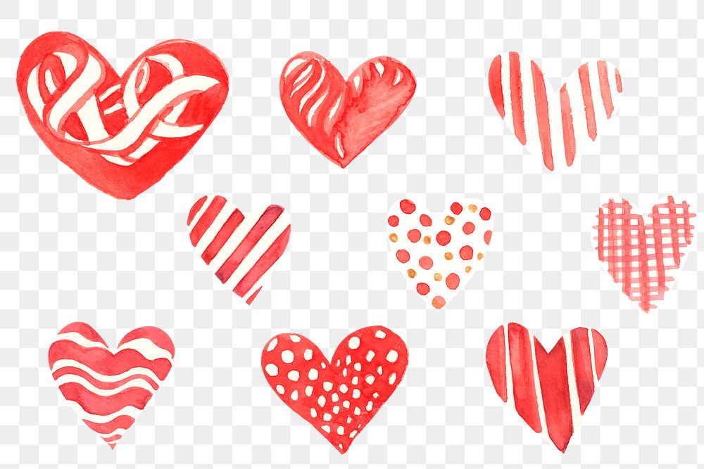 Red heart collection png valentine | Premium PNG Sticker - rawpixel