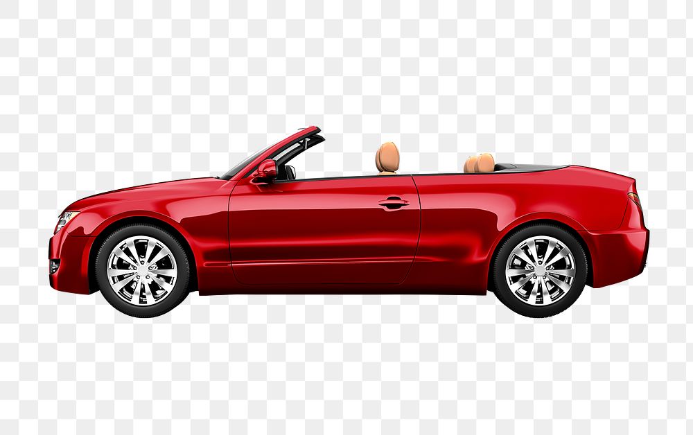 Side view red convertible 3D | Premium PNG Sticker - rawpixel
