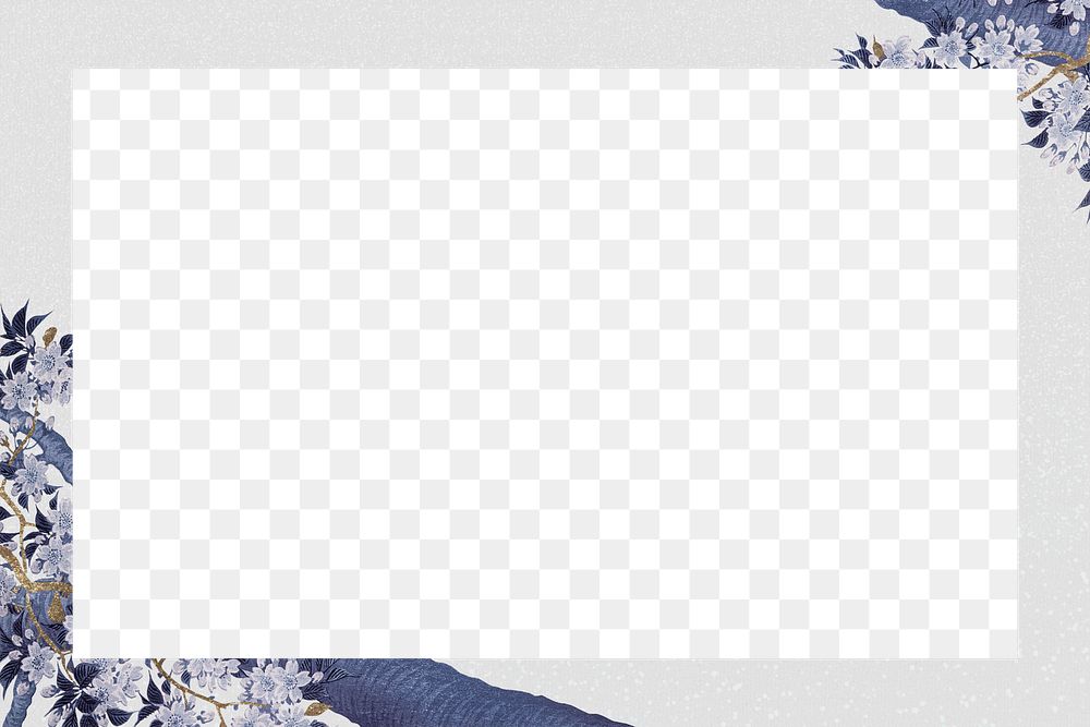 Indigo blue floral frame design | Premium PNG - rawpixel