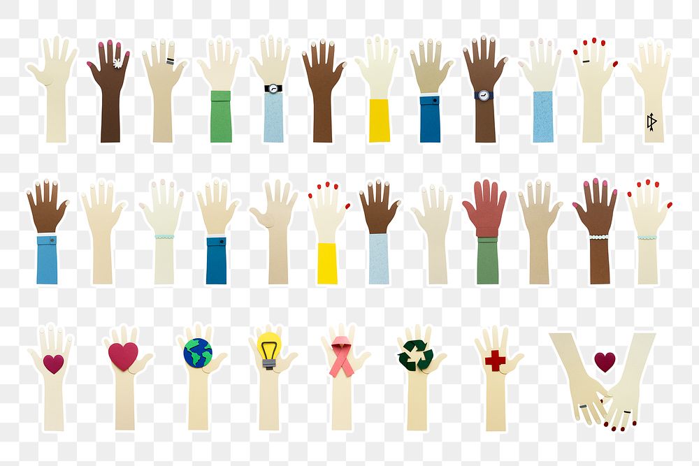 Paper craft hands diversity and | Premium PNG - rawpixel