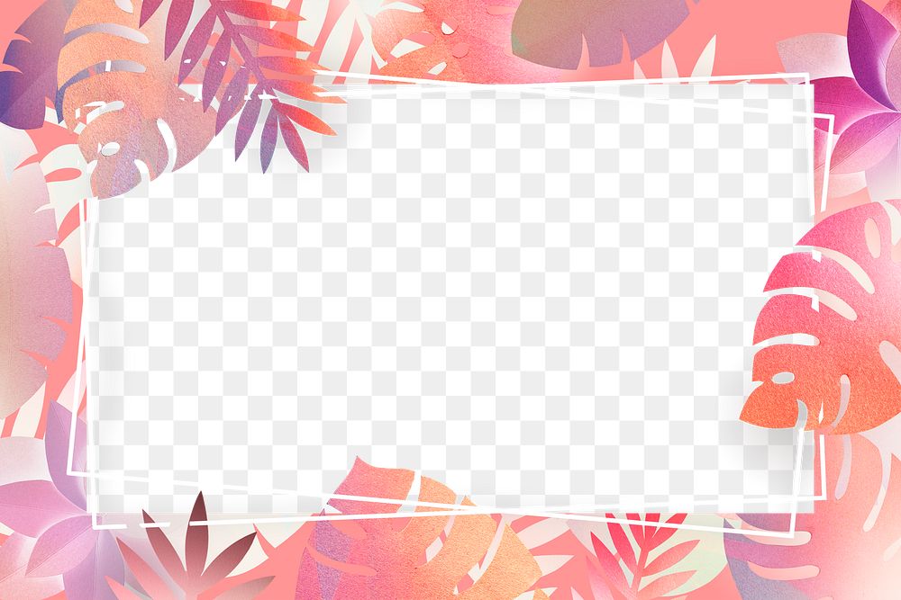 Pink leaf patterned frame design | Premium PNG - rawpixel