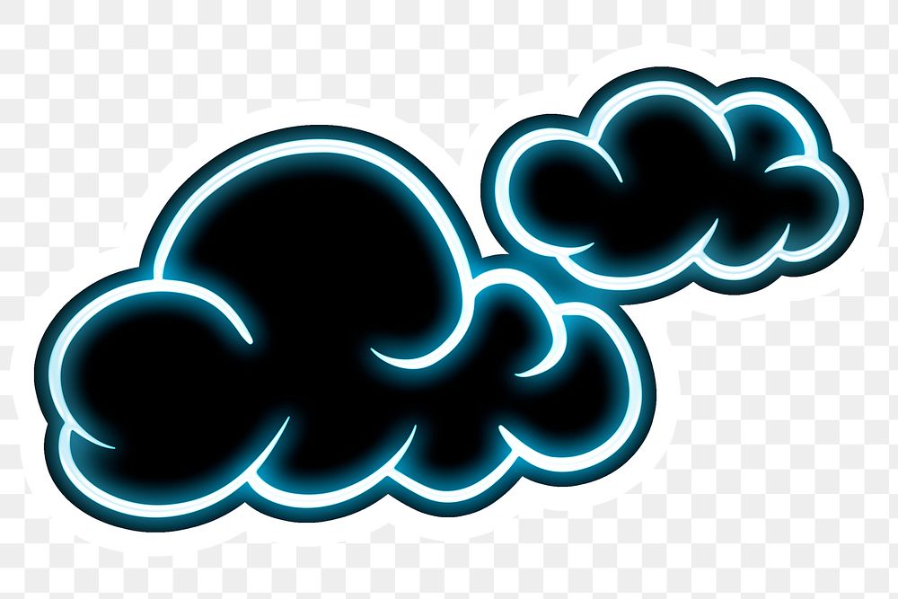 Blue neon clouds sticker overlay | Premium PNG Sticker - rawpixel