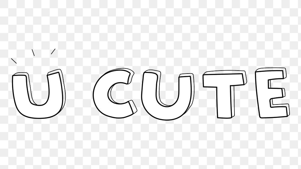 Doodle white U Cute word | Premium PNG Sticker - rawpixel