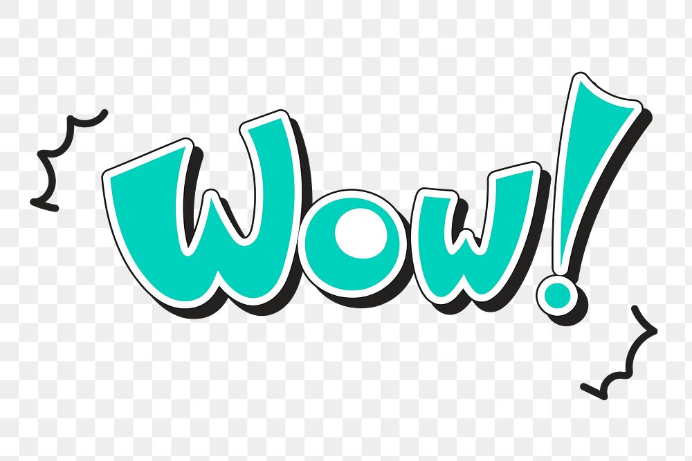 Doodle mint green Wow word | Premium PNG Sticker - rawpixel