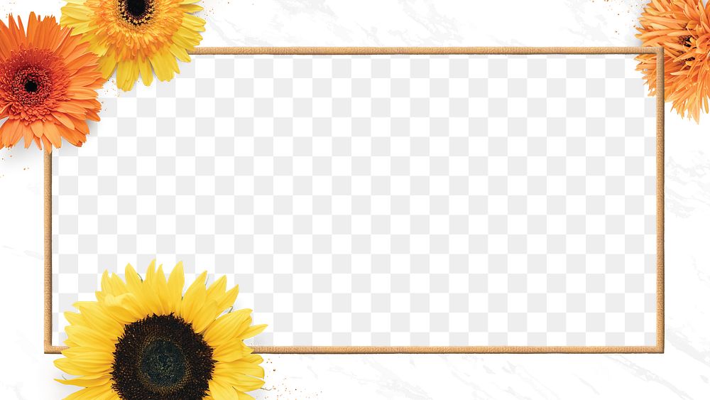 Gold rectangle blooming sunflower frame | Premium PNG - rawpixel