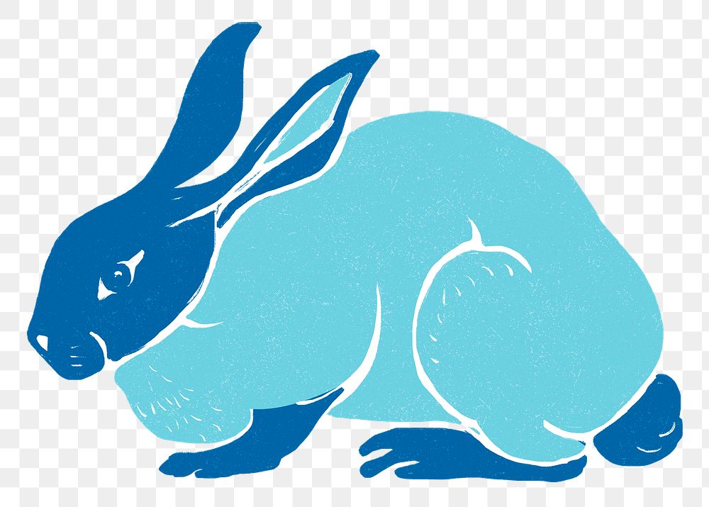 Vintage light blue rabbit png | Premium PNG Sticker - rawpixel