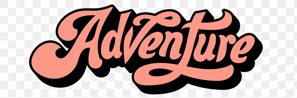 Pink adventure funky style typography | Premium PNG Sticker - rawpixel