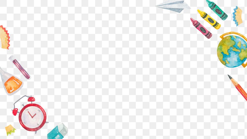 PNG frame classroom objects watercolor | Premium PNG - rawpixel