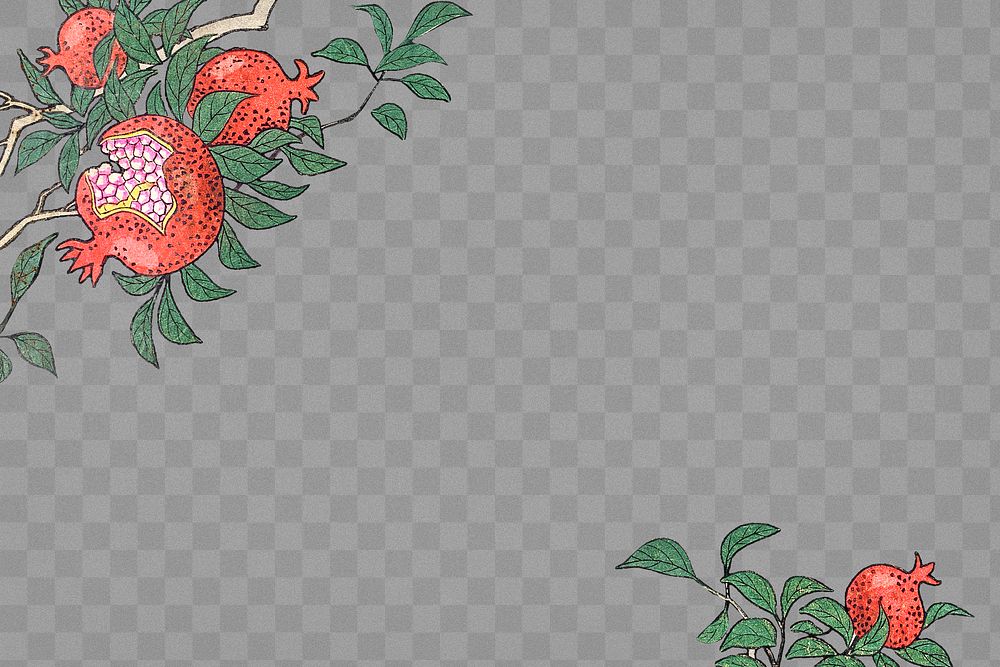 Pomegranate border frame design element | Free PNG - rawpixel