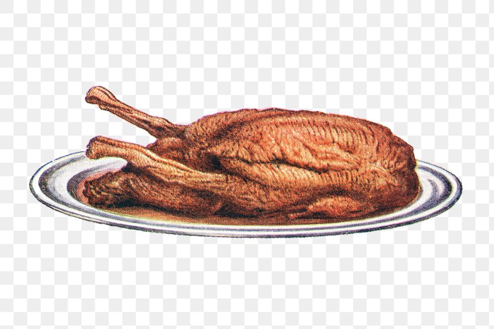 Vintage roast wild duck dish | Free PNG Sticker - rawpixel