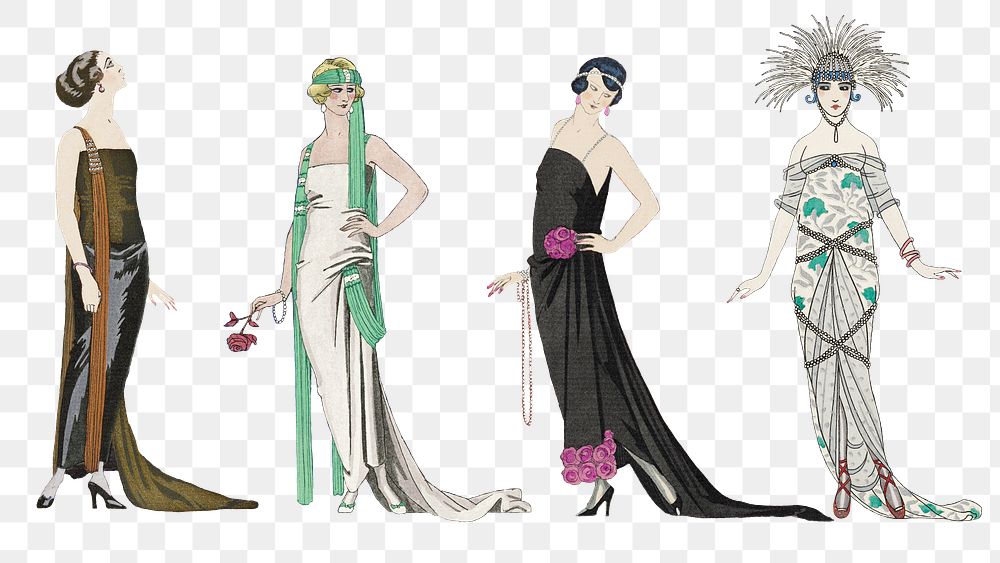 1920s women's fashion png set, | Free PNG - rawpixel