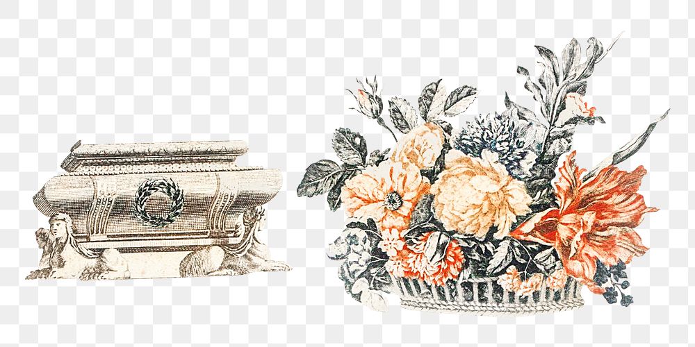 Png tomb and flower sticker | Premium PNG Sticker - rawpixel