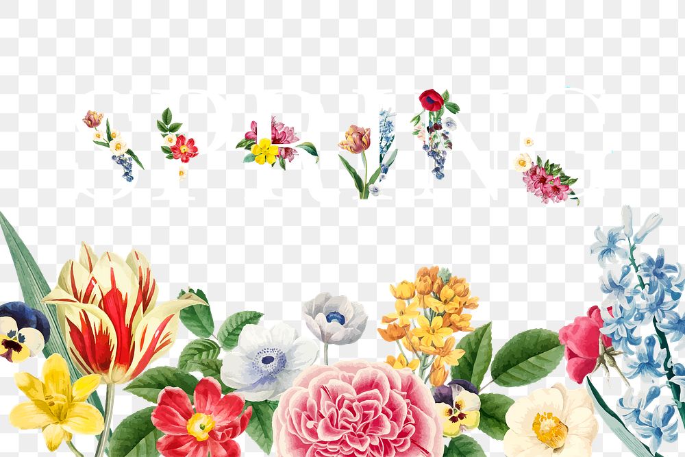 Flower decorated Spring word typography | Premium PNG - rawpixel