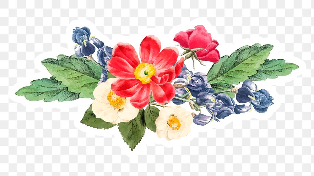 Colorful summer flowers sticker design | Premium PNG Sticker - rawpixel