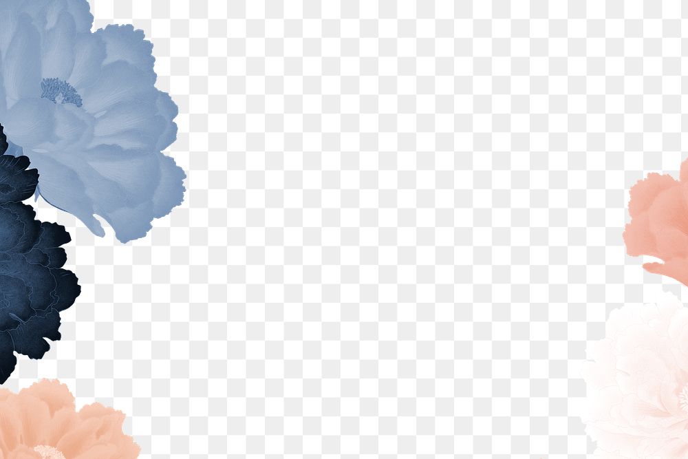 Aesthetic floral png border, blue, | Premium PNG - rawpixel