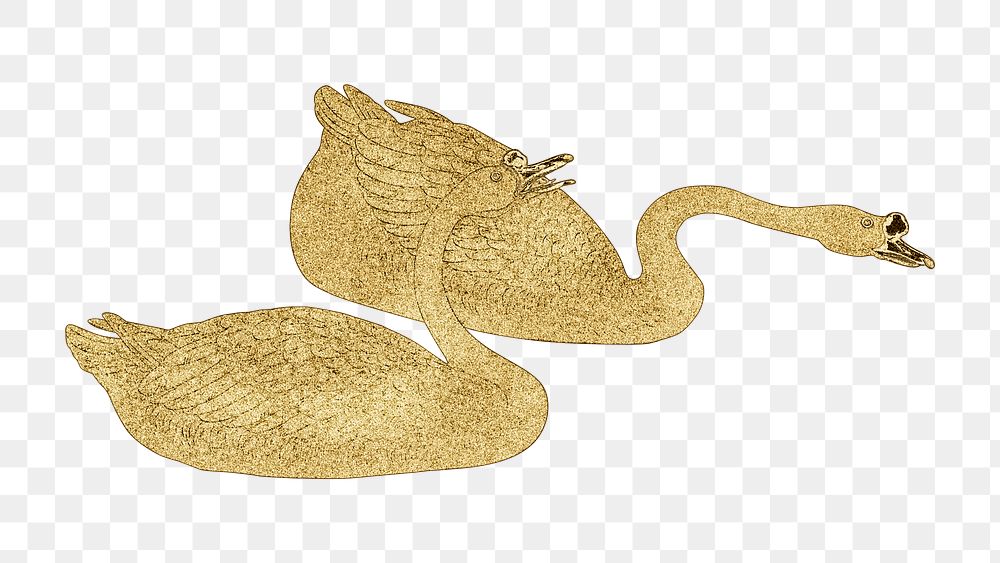 Geese with gold effect design | Free PNG Sticker - rawpixel