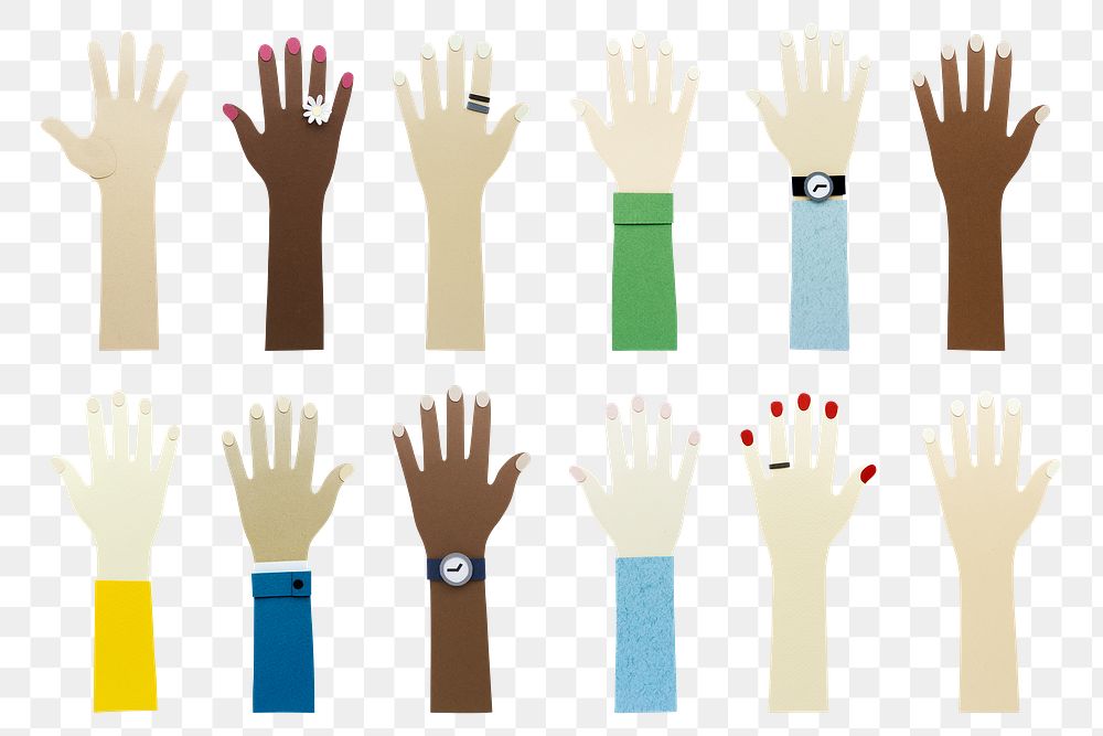 Paper craft hands of diversity | Premium PNG - rawpixel