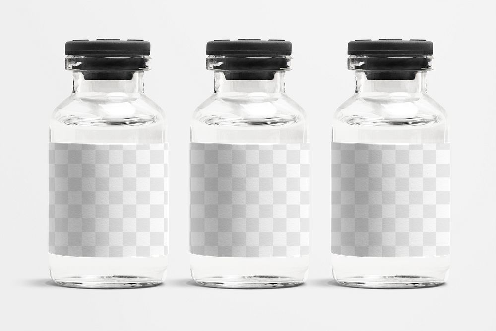 Three injection vial bottles with png | Free PNG Mockup - rawpixel