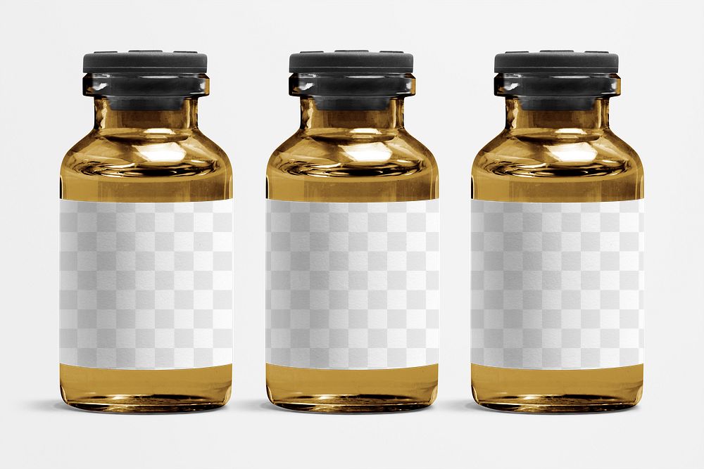 Three injection vial bottles with png | Free PNG - rawpixel