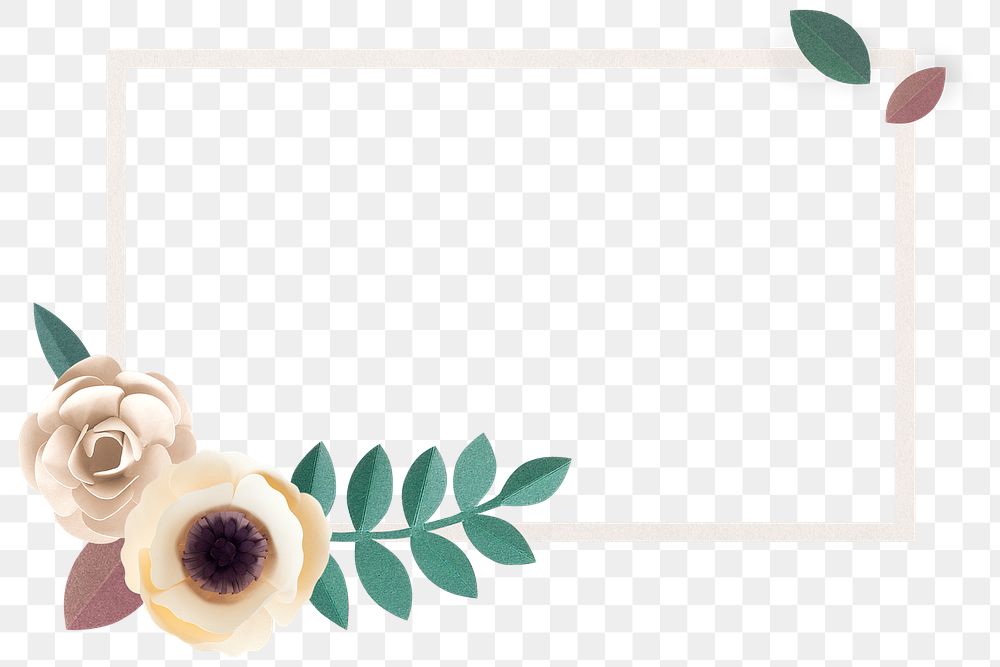 Papercraft flower rectangle frame design | Free PNG - rawpixel