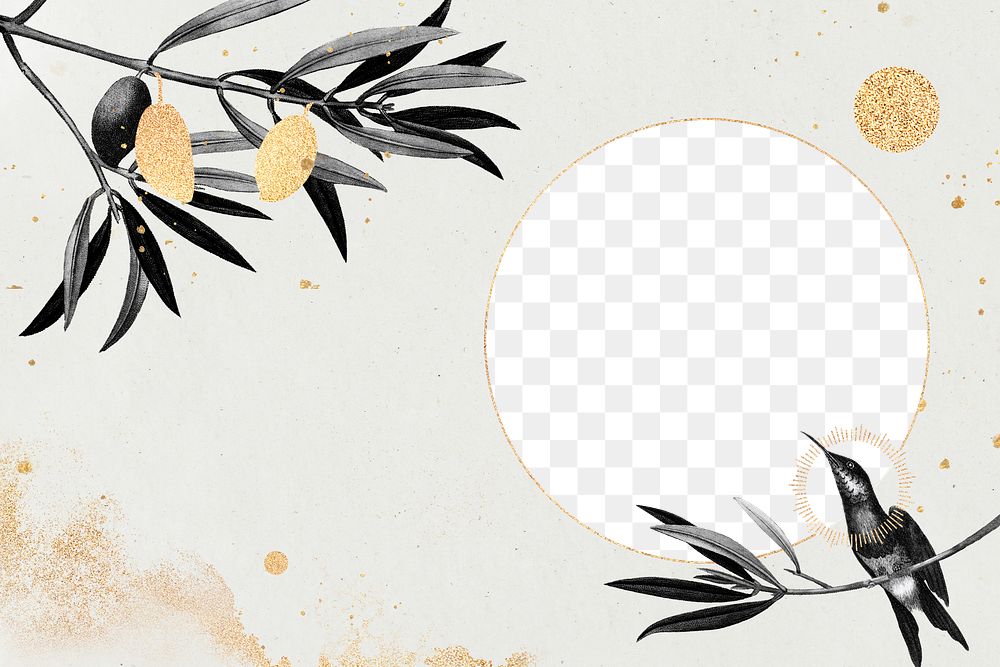 Hummingbird pattern frame png olive | Premium PNG - rawpixel