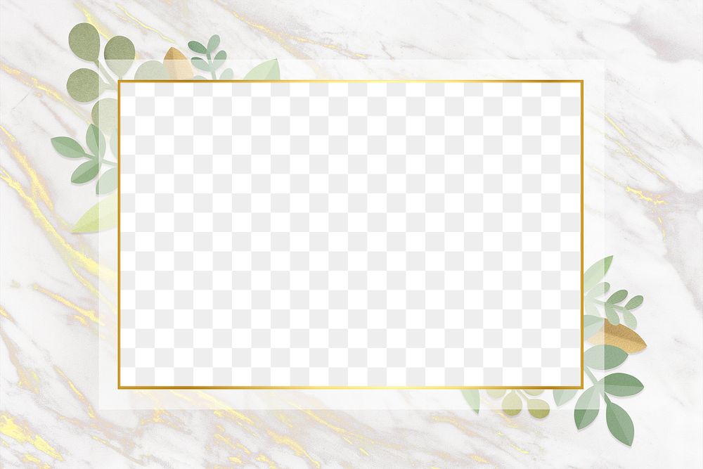 Leafy rectangle golden frame design | Free PNG - rawpixel