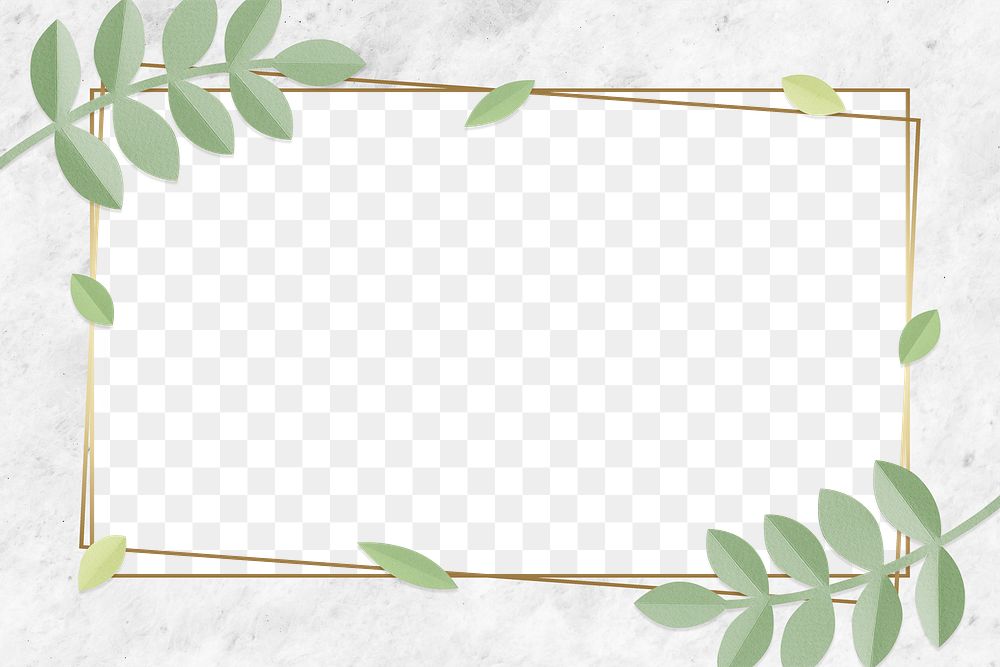 Leafy rectangle golden frame design | Free PNG - rawpixel