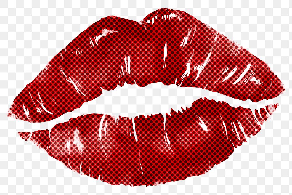 Hand drawn kiss halftone style | Premium PNG Sticker - rawpixel