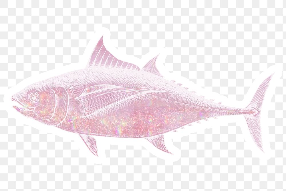 Pink holographic tuna fish sticker | Free PNG Sticker - rawpixel
