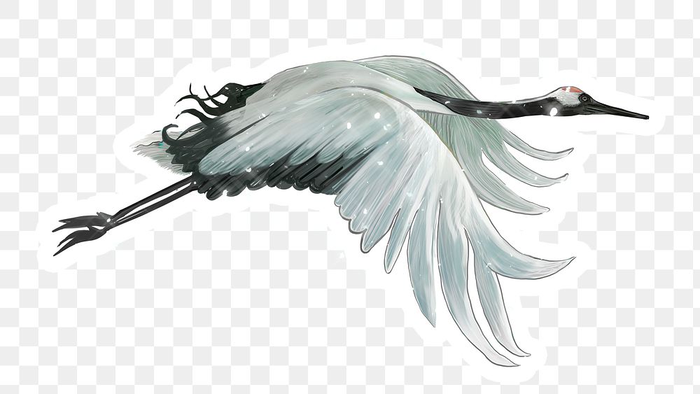 Sparkling white Japanese crane sticker | Premium PNG Sticker - rawpixel