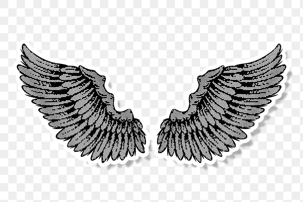 Gray wings sticker overlay with a white | Premium PNG Sticker - rawpixel