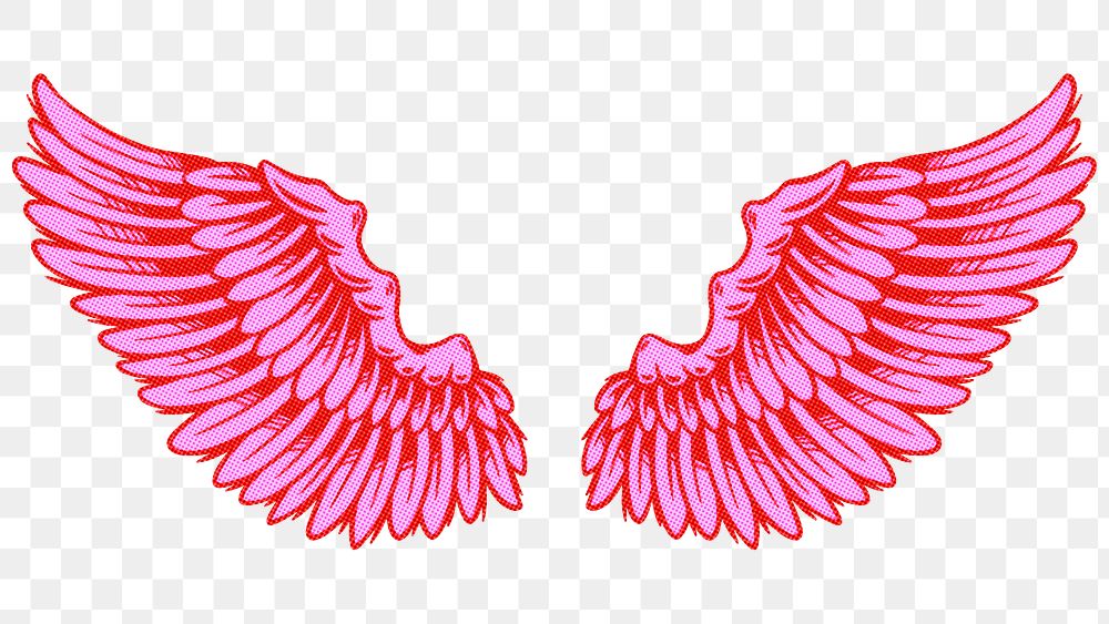 Neon pink wings sticker design | Premium PNG Sticker - rawpixel