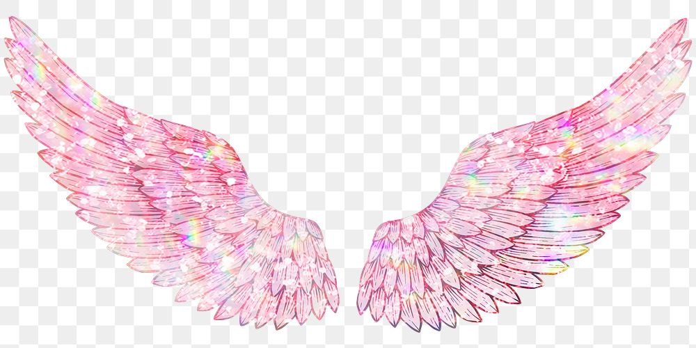 Pink holographic wings sticker overlay | Premium PNG Sticker - rawpixel
