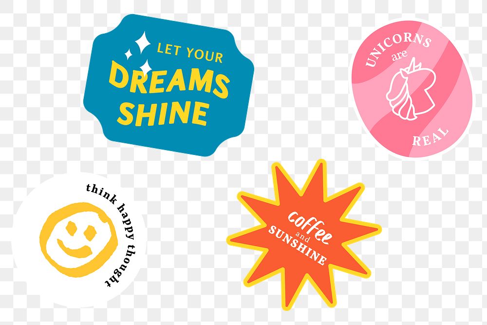 Retro word sticker png collection | Free PNG - rawpixel