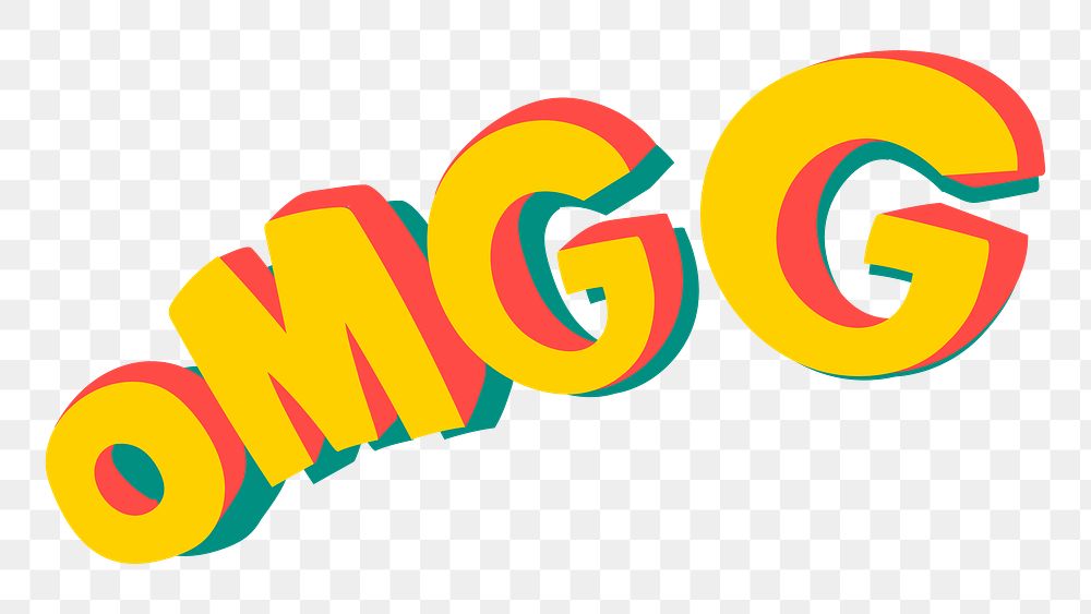 Yellow OMGG word design element | Premium PNG Sticker - rawpixel