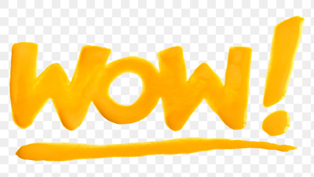 Yellow WOW! oil paint typography | Premium PNG Sticker - rawpixel