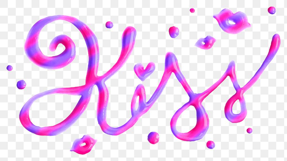 Kiss word png cursive font | Free PNG Sticker - rawpixel
