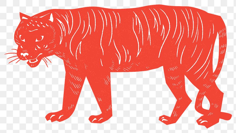 Vintage red tiger png animal | Free PNG Sticker - rawpixel