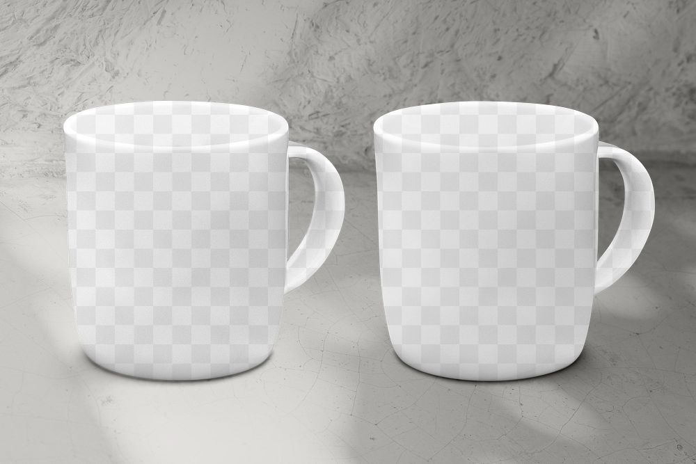 Png transparent mugs mockup on cement | Premium PNG - rawpixel