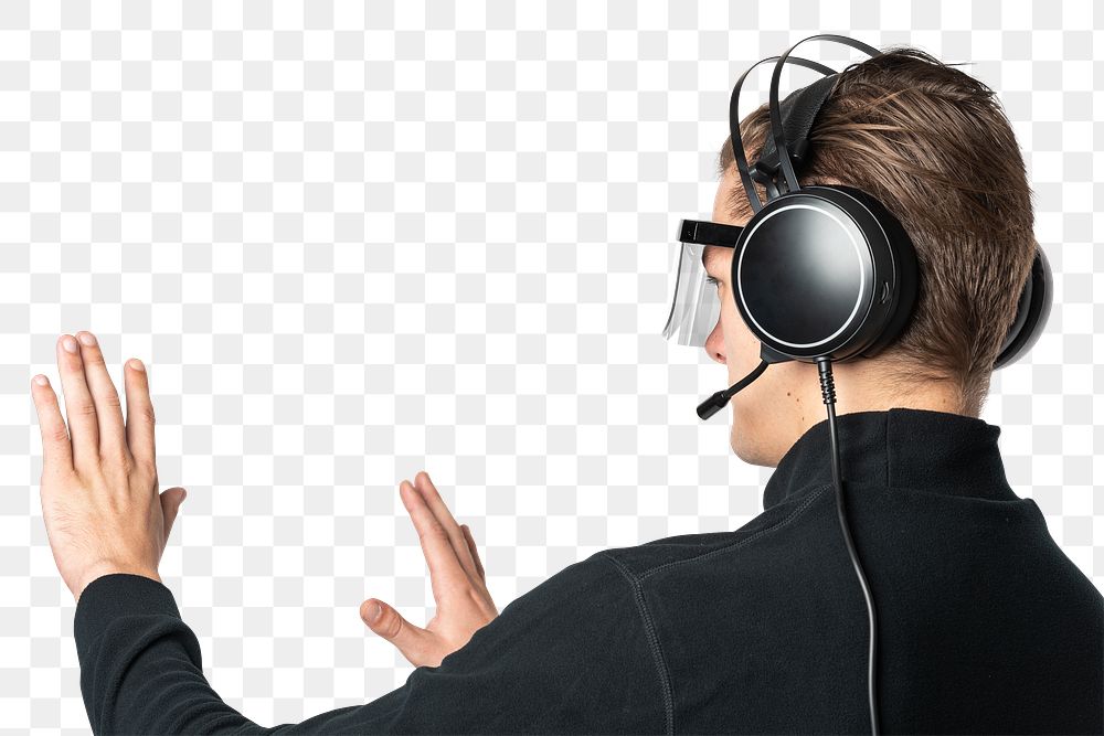 Man wearing headphones png mockup | Free PNG Sticker - rawpixel