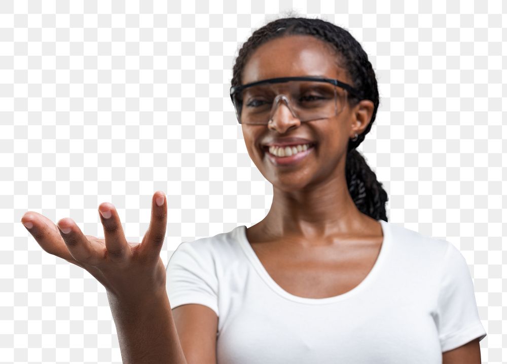 Woman with png presenting hand | Free PNG Sticker - rawpixel