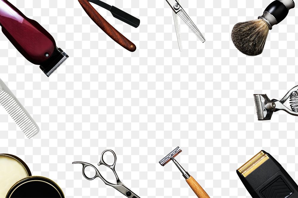 PNG barbershop frame with tools, | Premium PNG - rawpixel