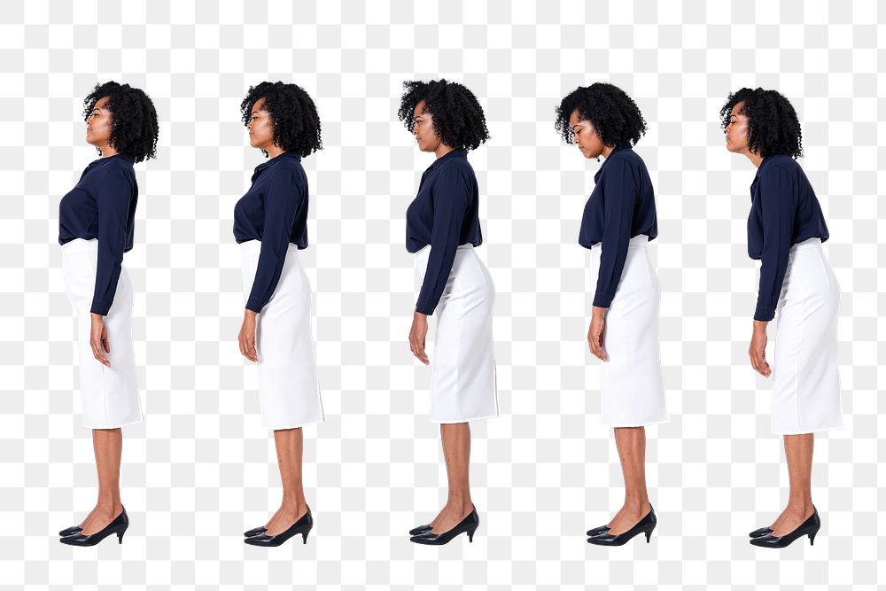 Png Businesswoman poor posture mockup | Free PNG Sticker - rawpixel