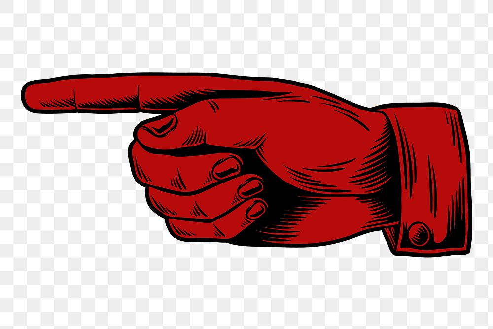 Red hand pointing to the left | Free PNG Sticker - rawpixel