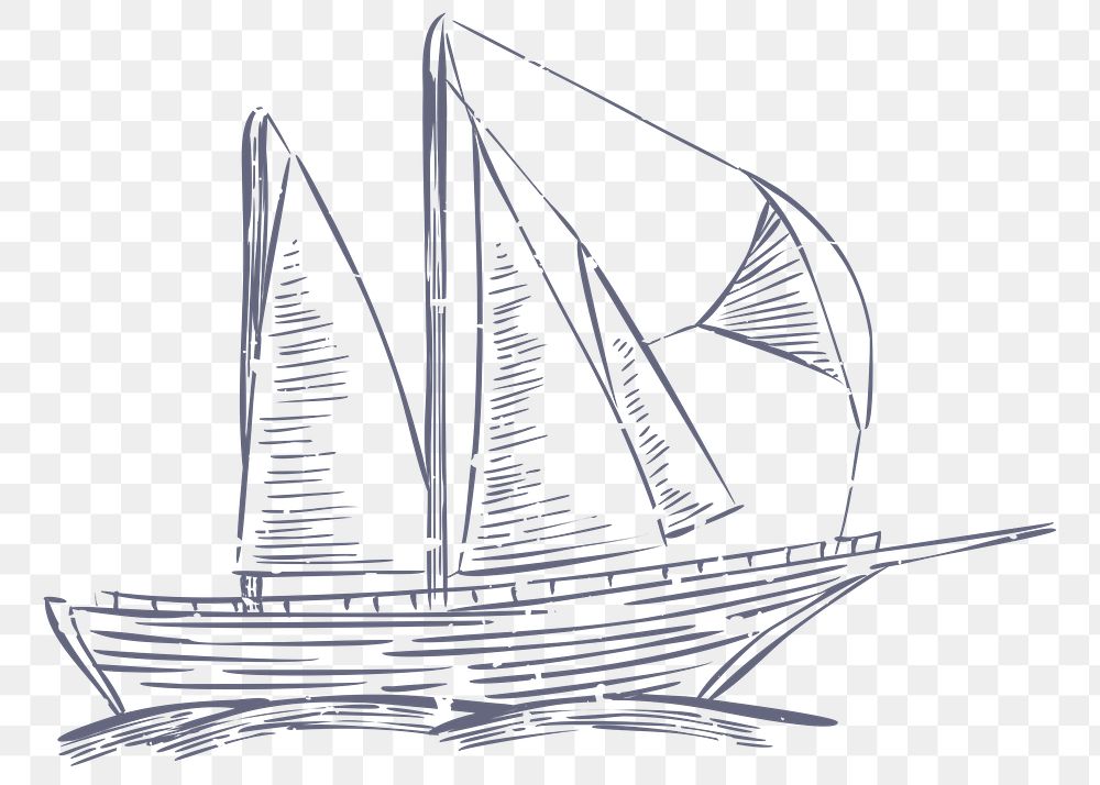 PNG old sailboat linocut on transparent | Premium PNG Sticker - rawpixel