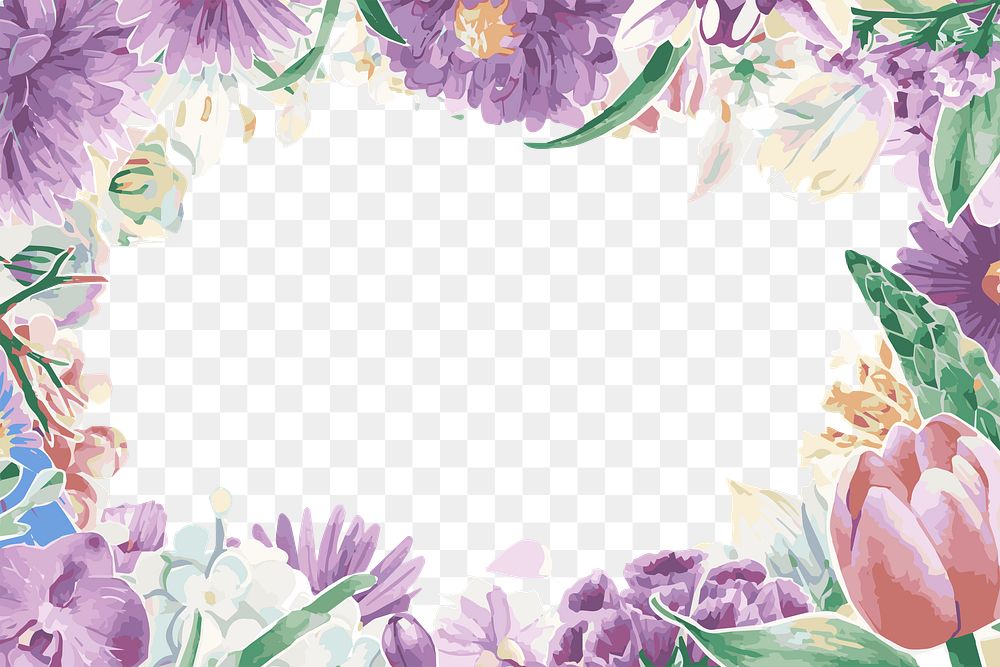 Purple flower png frame sticker, | Free PNG - rawpixel