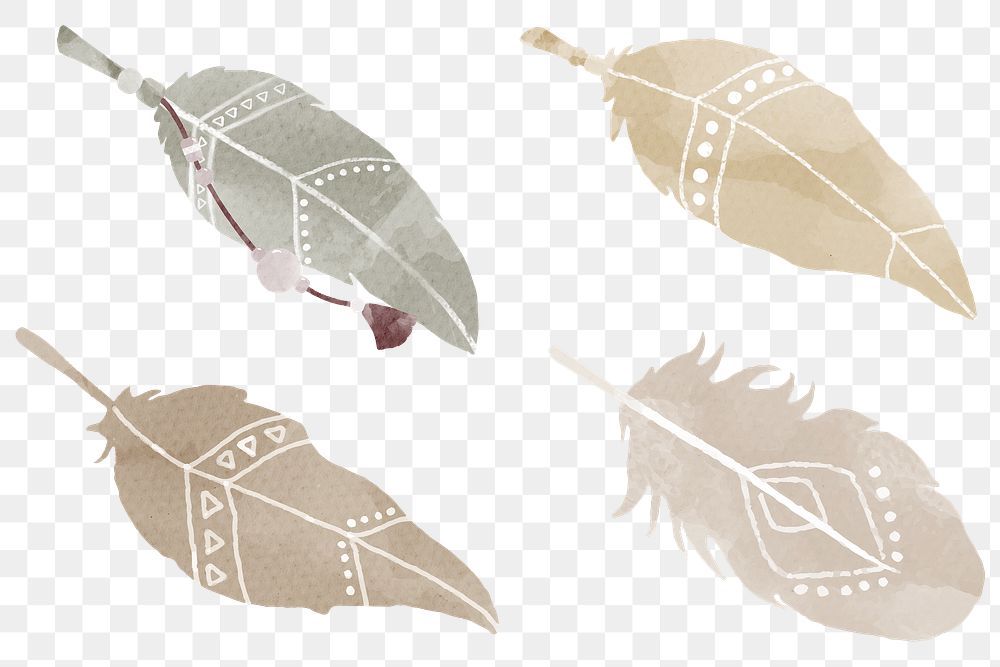 Earth tone Bohemian feather png | Free PNG - rawpixel