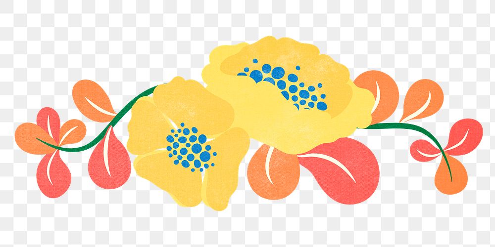 Flower divider png, yellow cute | Free PNG - rawpixel